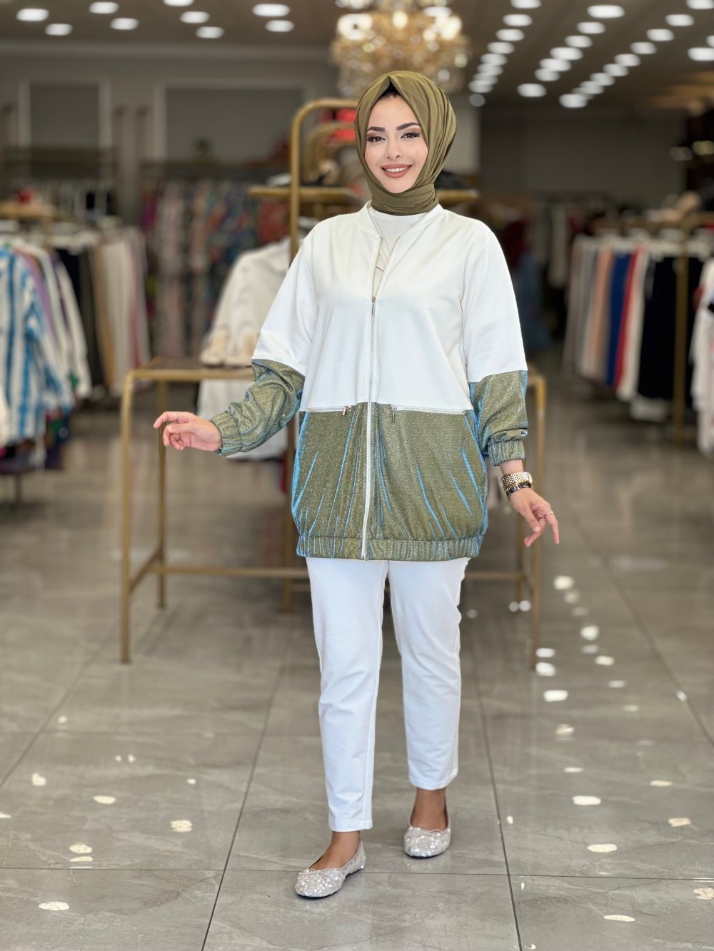 30458 Etek Ve Kol Ucu Simli İki İplik Takım Ekru EKRU Modelleri En ...